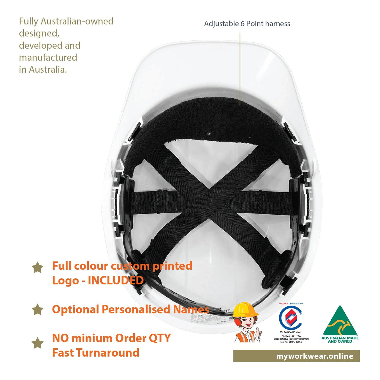 Custom Printed Hard Hat | AS/NZS 1801 Certified | No MOQ | My Promo Shop